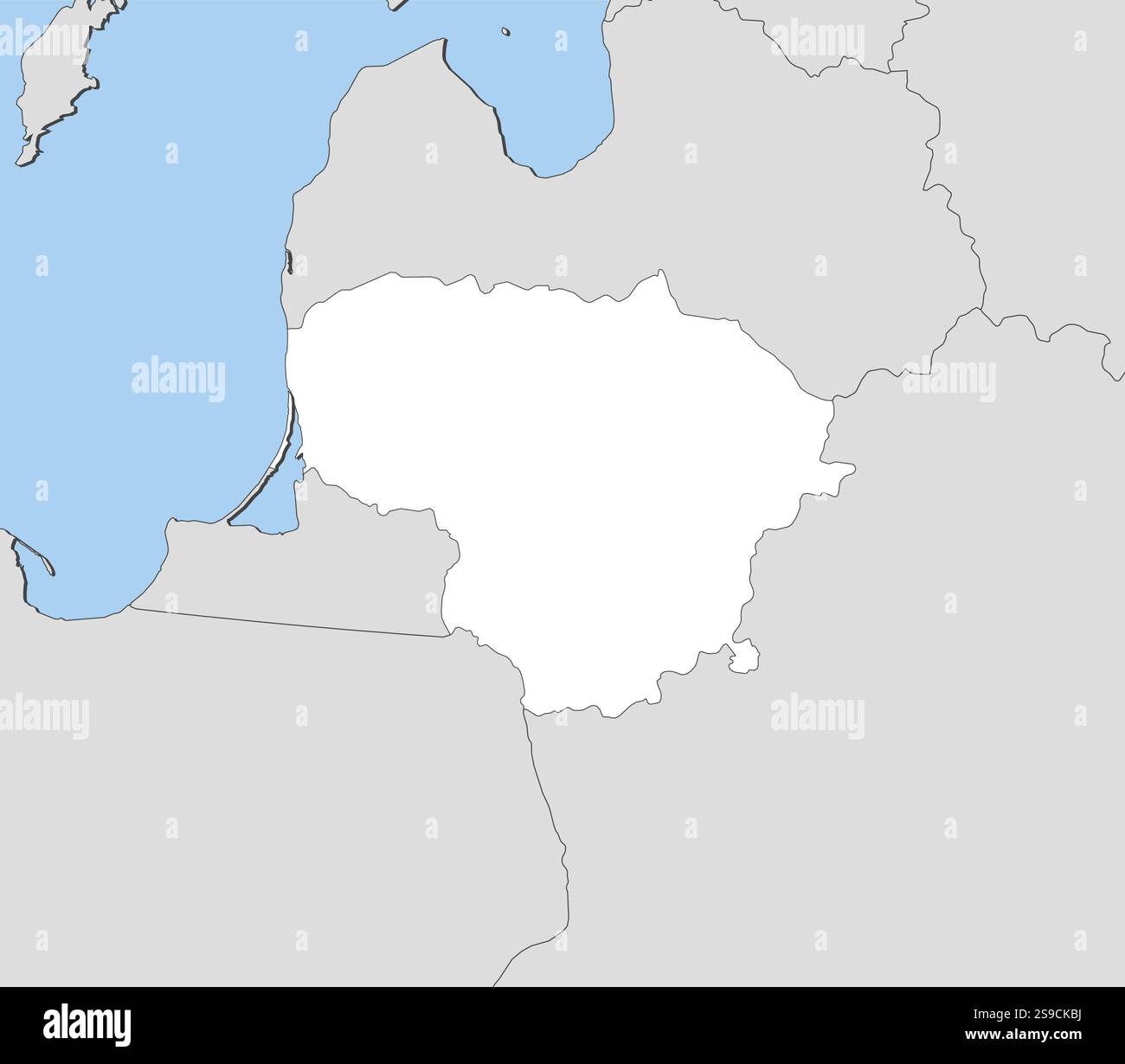 Map of Lithuania and nearby countries, Lithuania is highlighted in ...