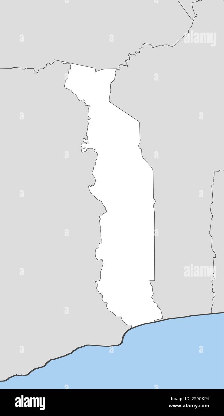 Map of Togo and nearby countries, Togo is highlighted in white Stock ...