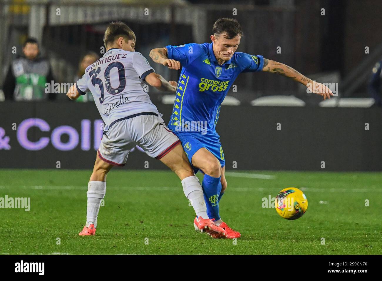 Liam Henderson (Empoli) fights for the ball against Banjamin Dominguez ...