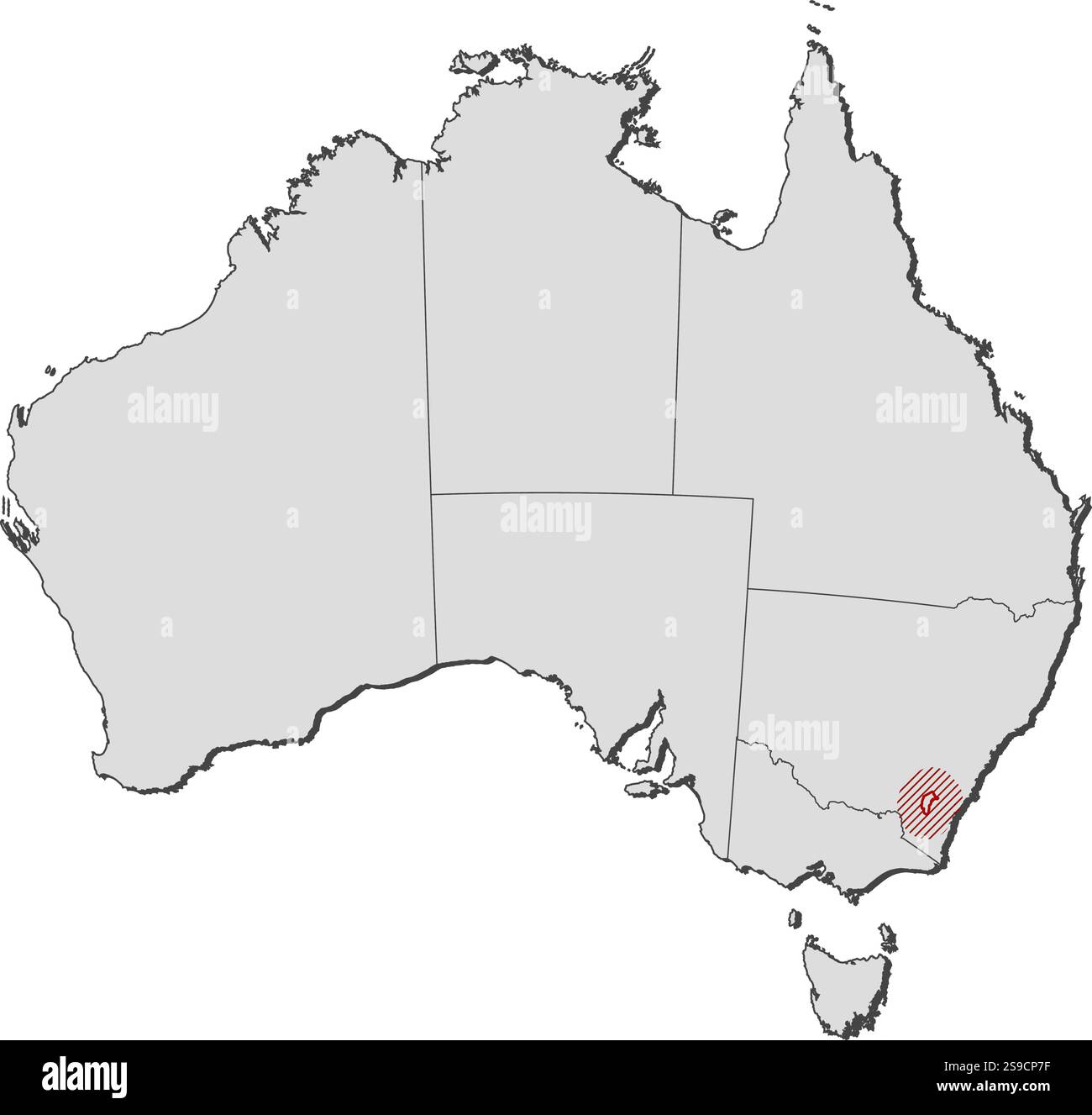 Map of Australia with the provinces, Capital Territory is highlighted ...