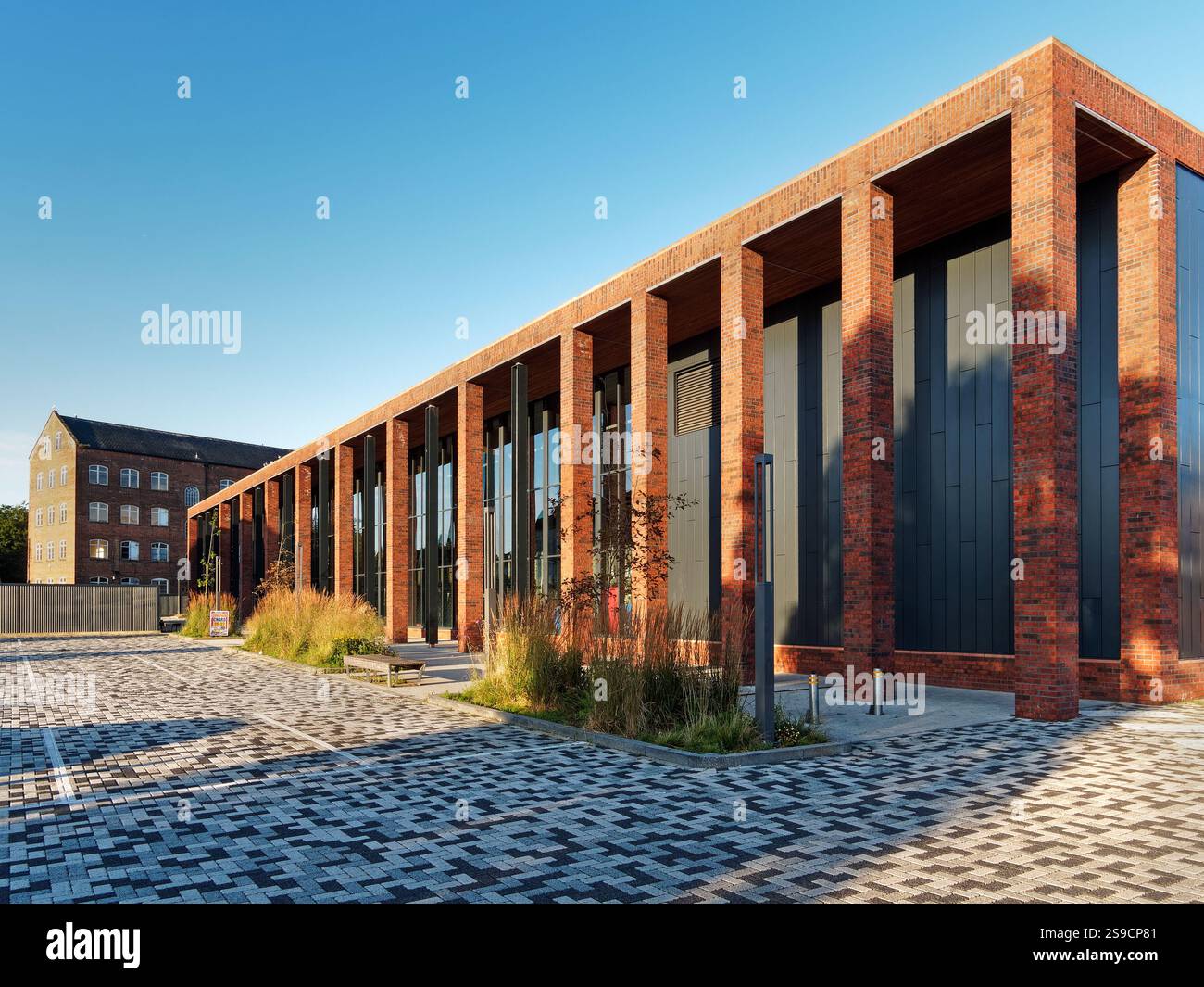 UK, Somerset, Chard, Leisure Centre and Old Lace Mill Stock Photo - Alamy