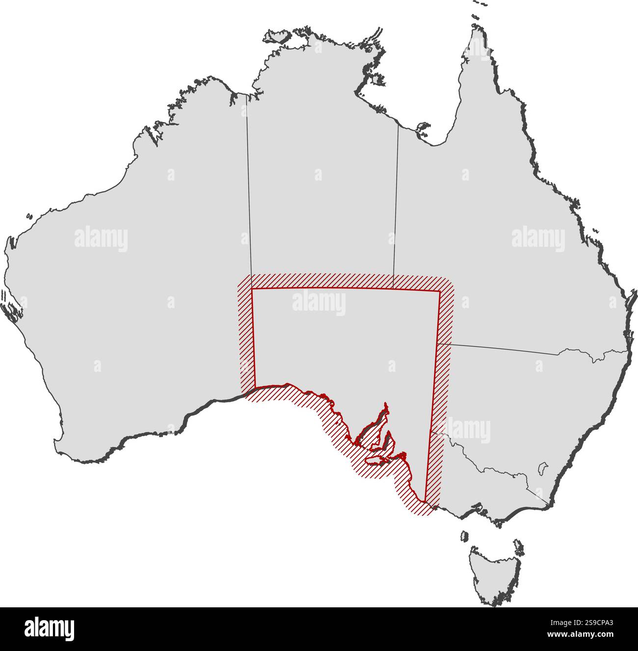Map of Australia with the provinces, South Australia is highlighted by ...