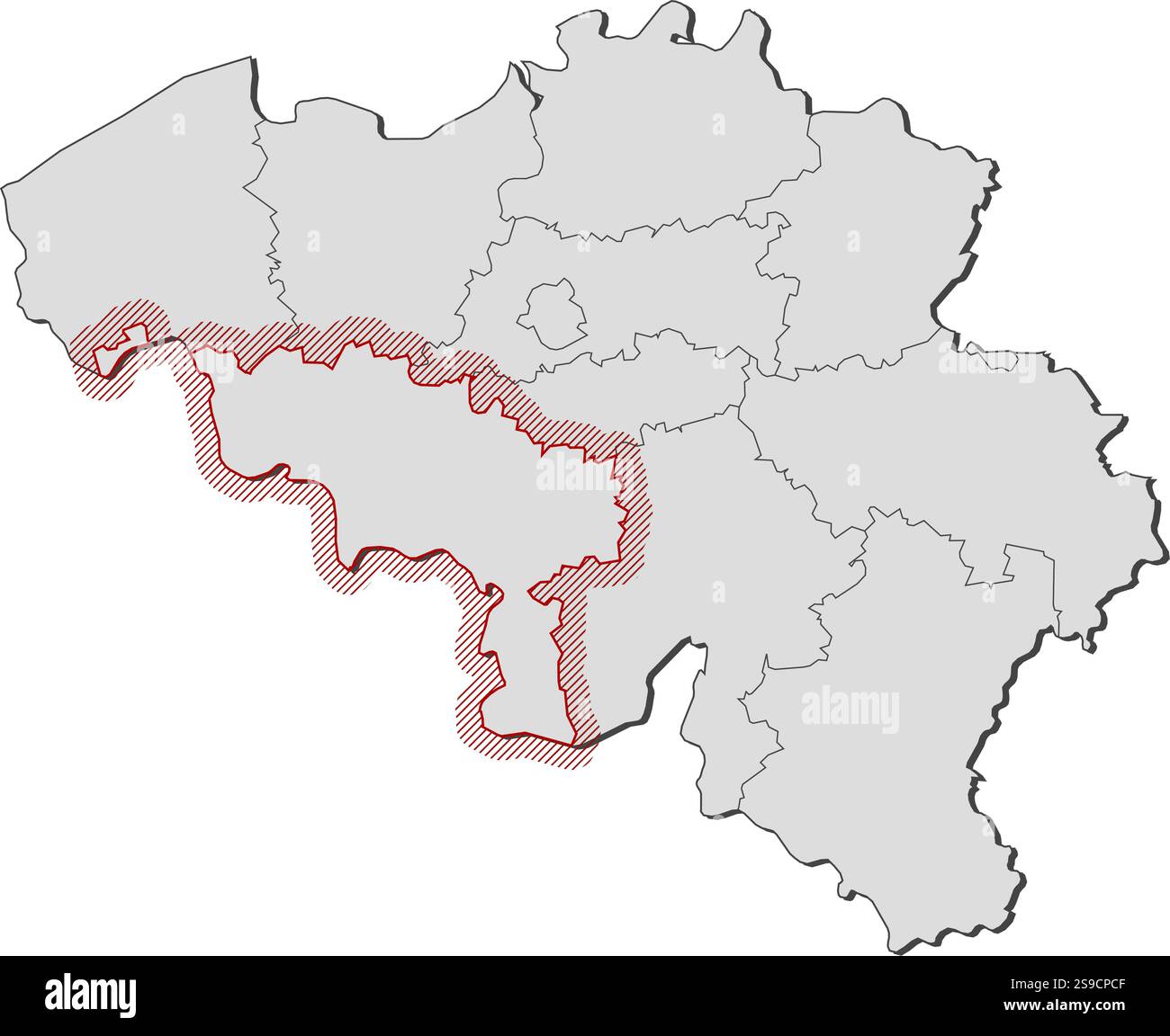 Map of Belgium with the provinces, Hainaut is highlighted by a hatching Stock Vector Image & Art ...
