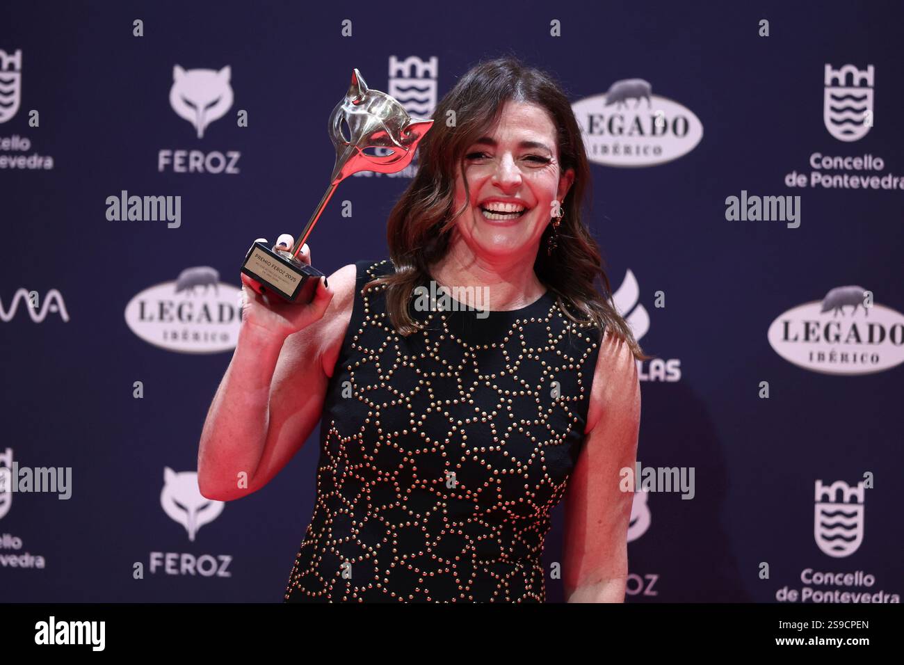 Actress Nora Navas poses with the award for Best Supporting Actress in ...