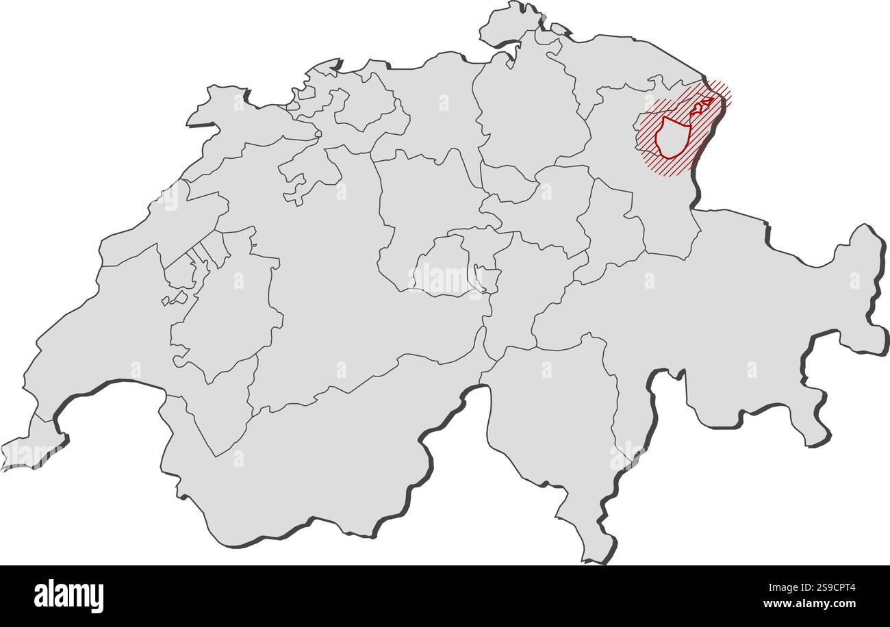 Map of Swizerland with the provinces, Appenzell Innerrhoden is ...