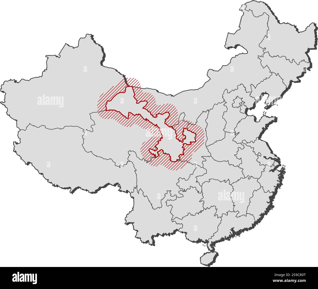 Gansu province outline map hi-res stock photography and images - Alamy