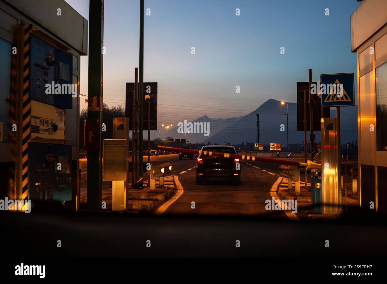 barrier before entering a toll road in Turin Stock Photo - Alamy