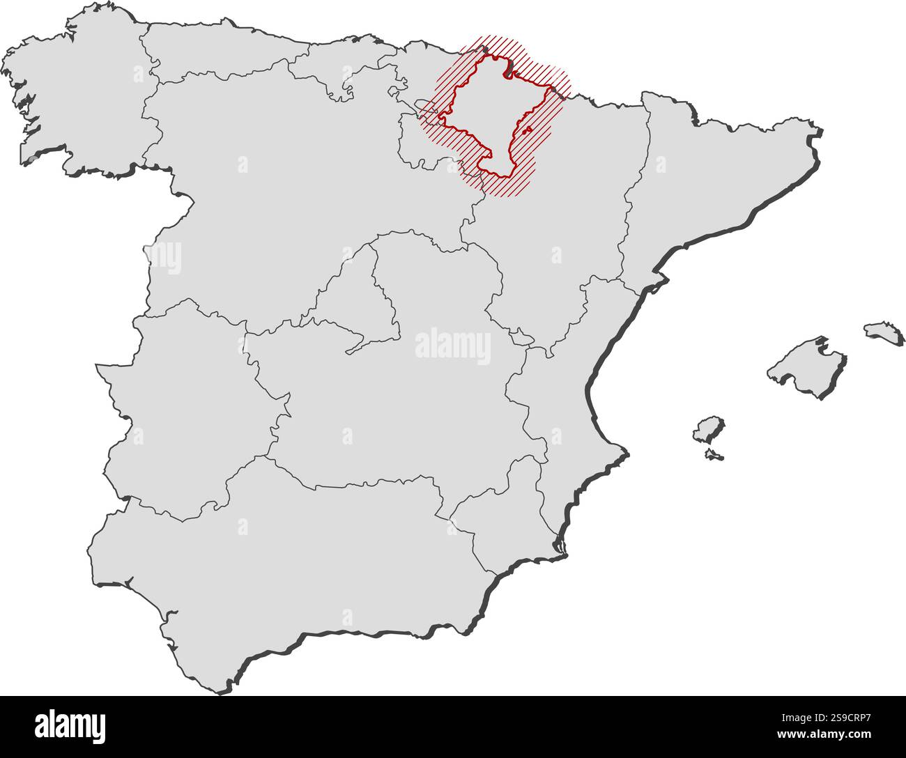 Map of Spain with the provinces, Navarre is highlighted by a hatching Stock Vector Image & Art ...