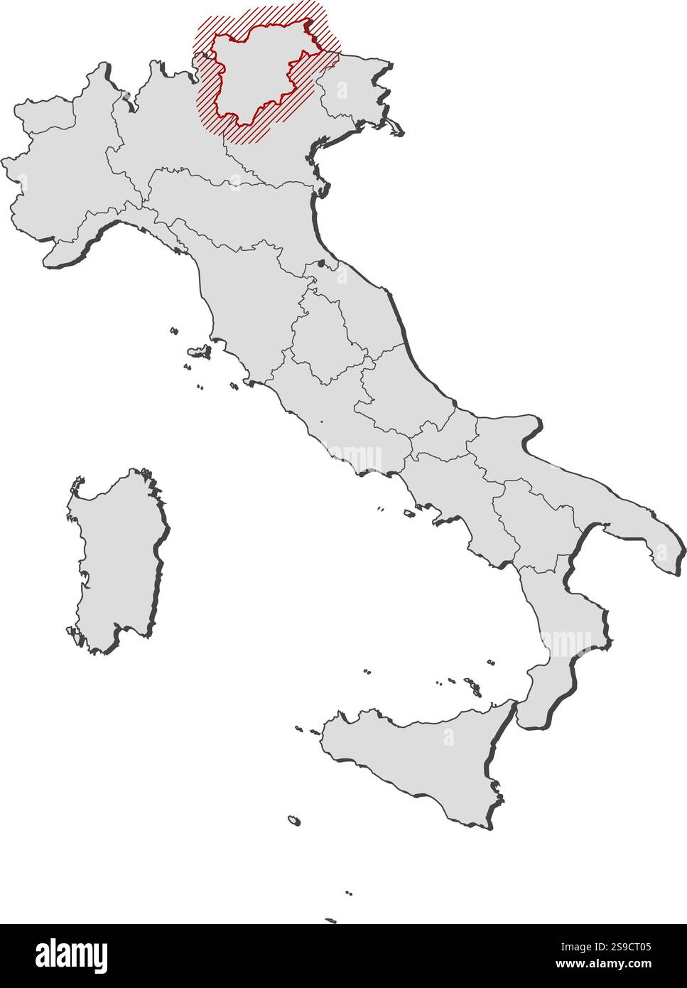 Map of Italy with the provinces, Trentino-Alto Adige/Südtirol is ...