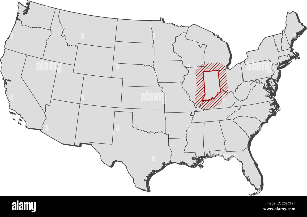 Map united indiana highlighted hi-res stock photography and images - Alamy