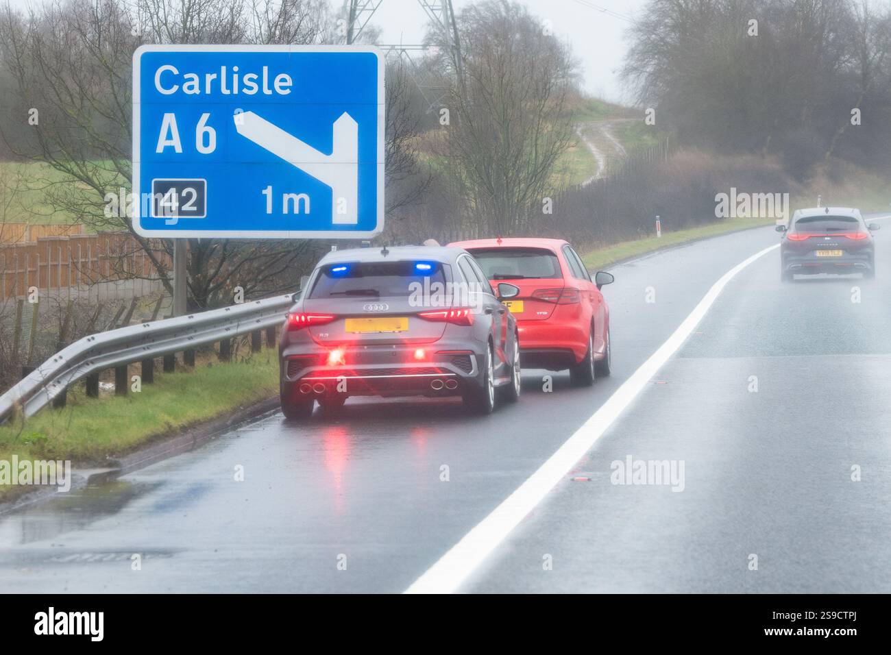 Car pulled over by unmarked police car on M6 motorway, England, UK ...