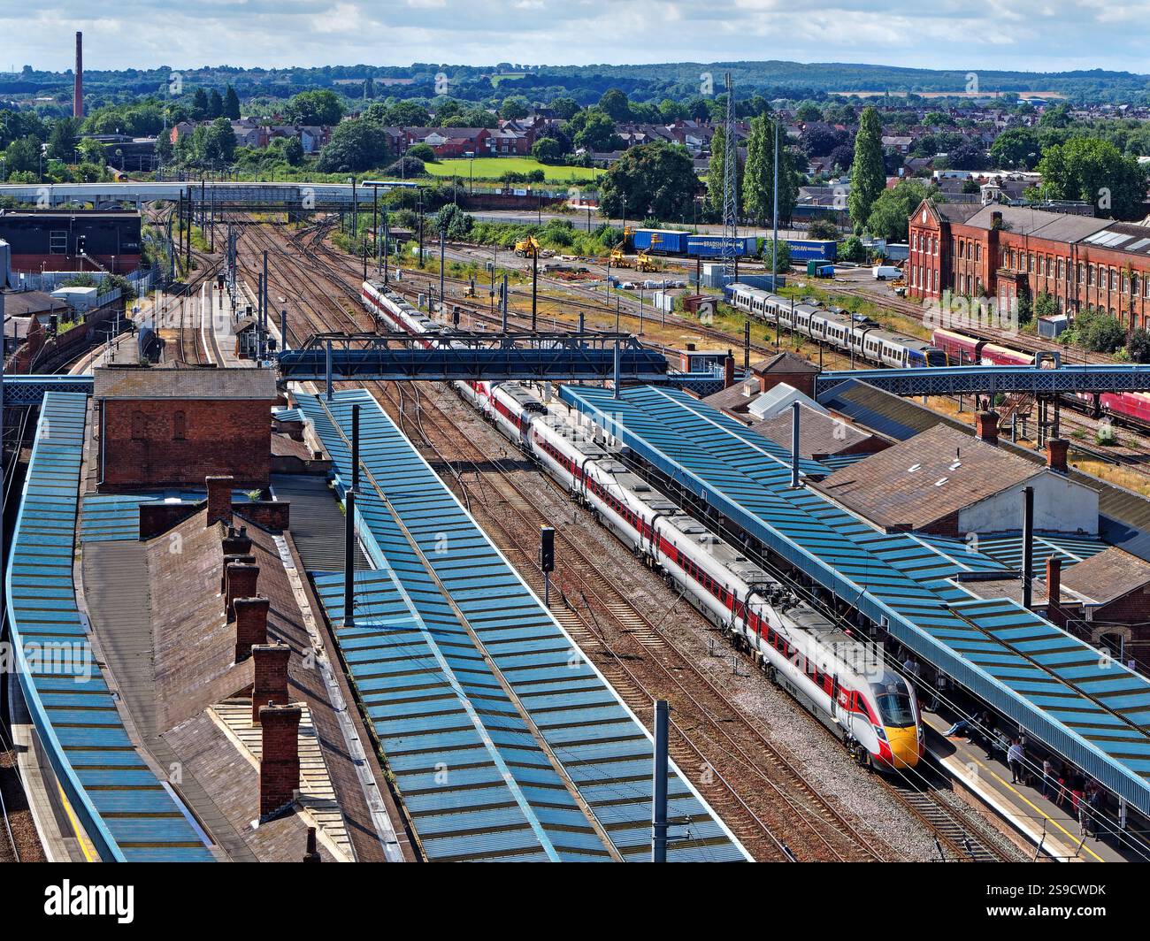 UK, South Yorkshire, Doncaster, Aerial View of Doncaster Railway ...
