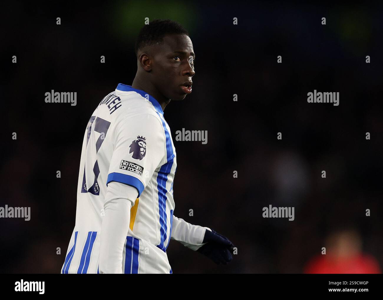 Brighton and Hove, England, 25th January 2025. Yankuba Minteh of ...