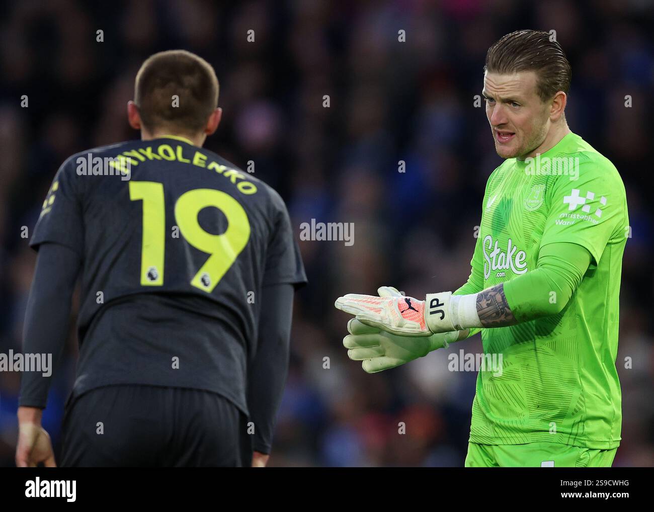 Brighton and Hove, England, 25th January 2025. Jordan Pickford of ...