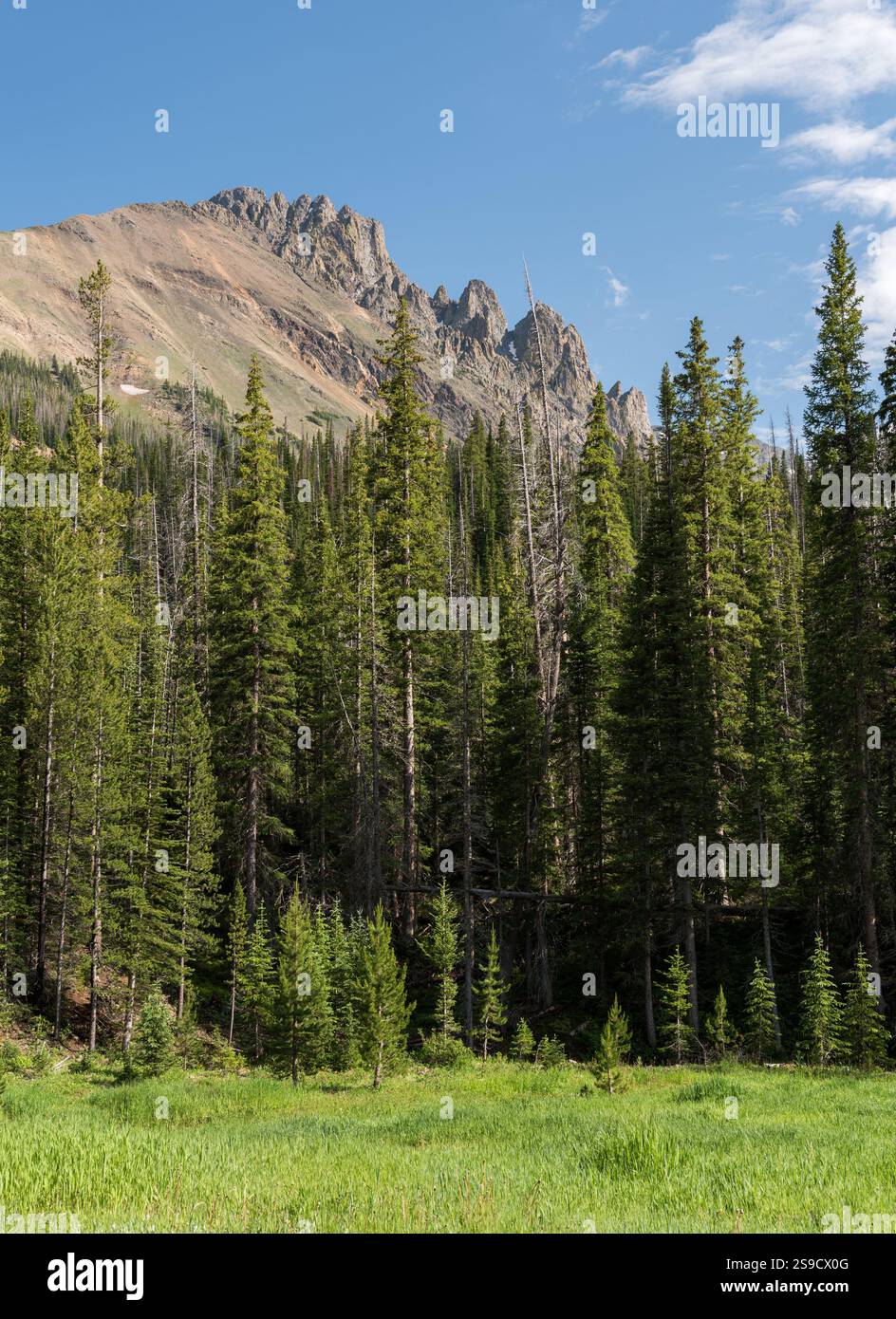 The Nokhu Crags rise above the wide valley, that includes an early ...