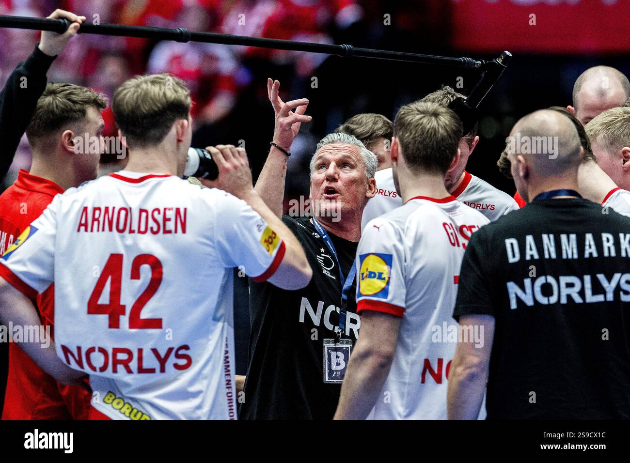 Herning, Denmark. 25th, January 2025. Head coach Nikolaj Jacobsen of ...