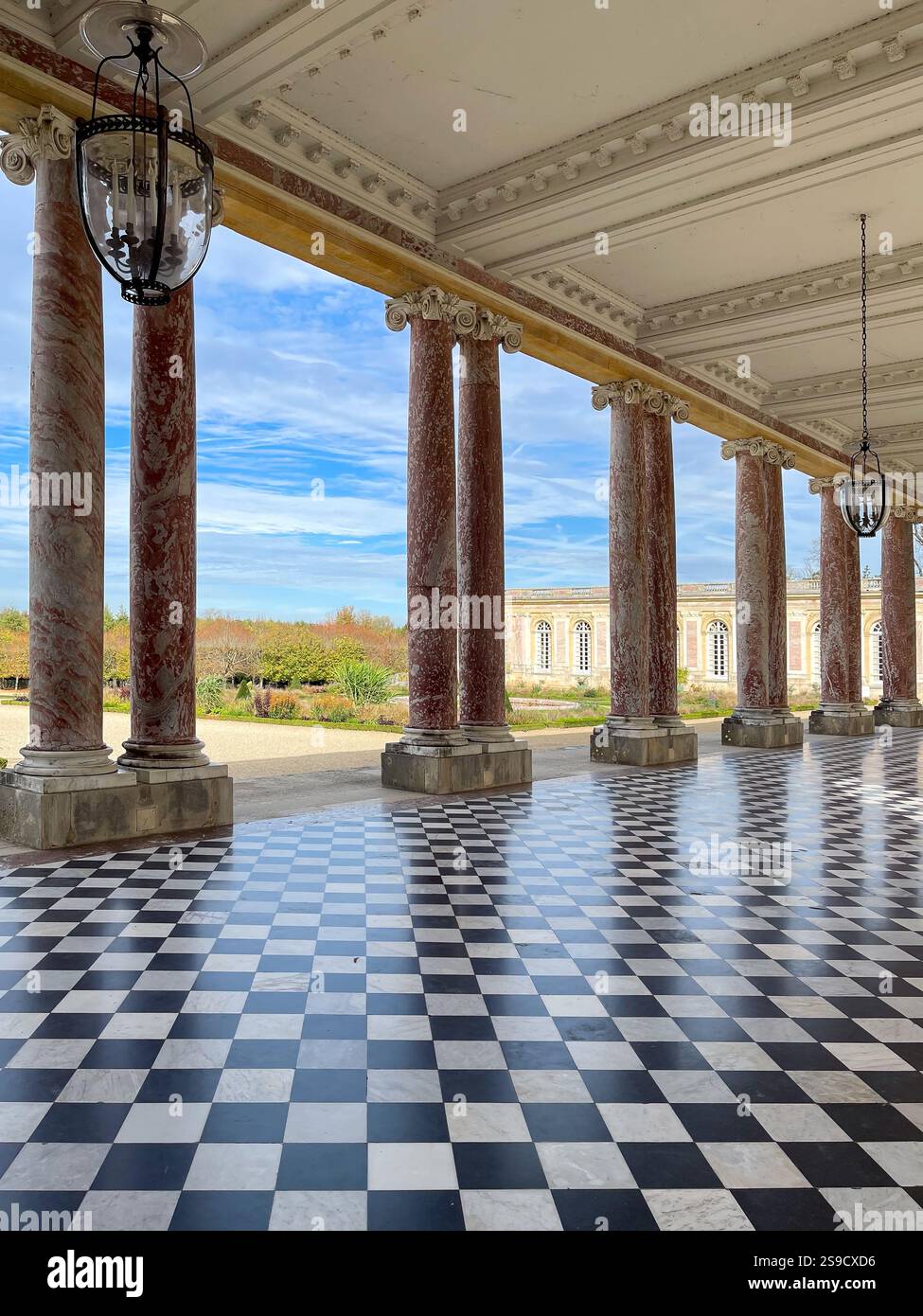 Columns in the courtyard of the Grand Trianon, Versailles, France Stock ...