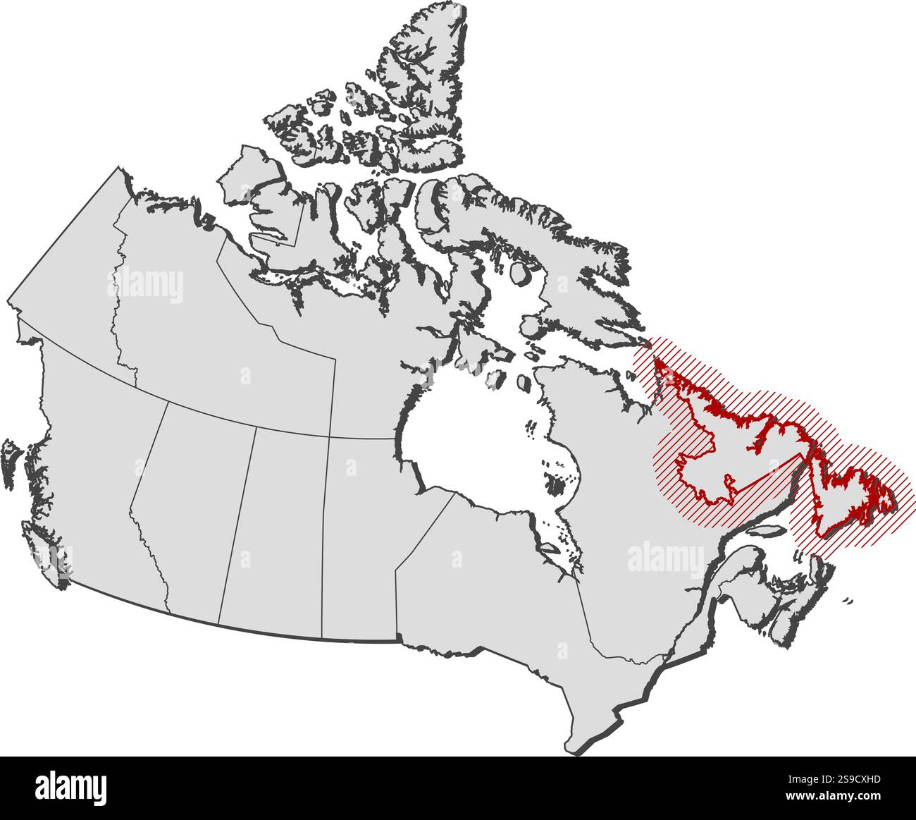 Map of Canada with the provinces, Newfoundland and Labrador is ...