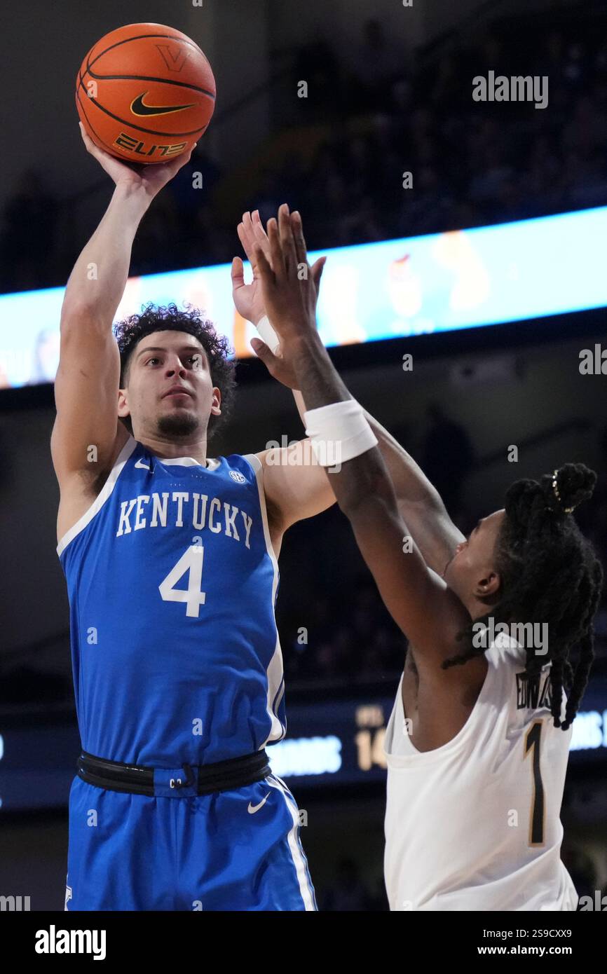 Kentucky guard Koby Brea (4) shoots the ball over Vanderbilt guard ...