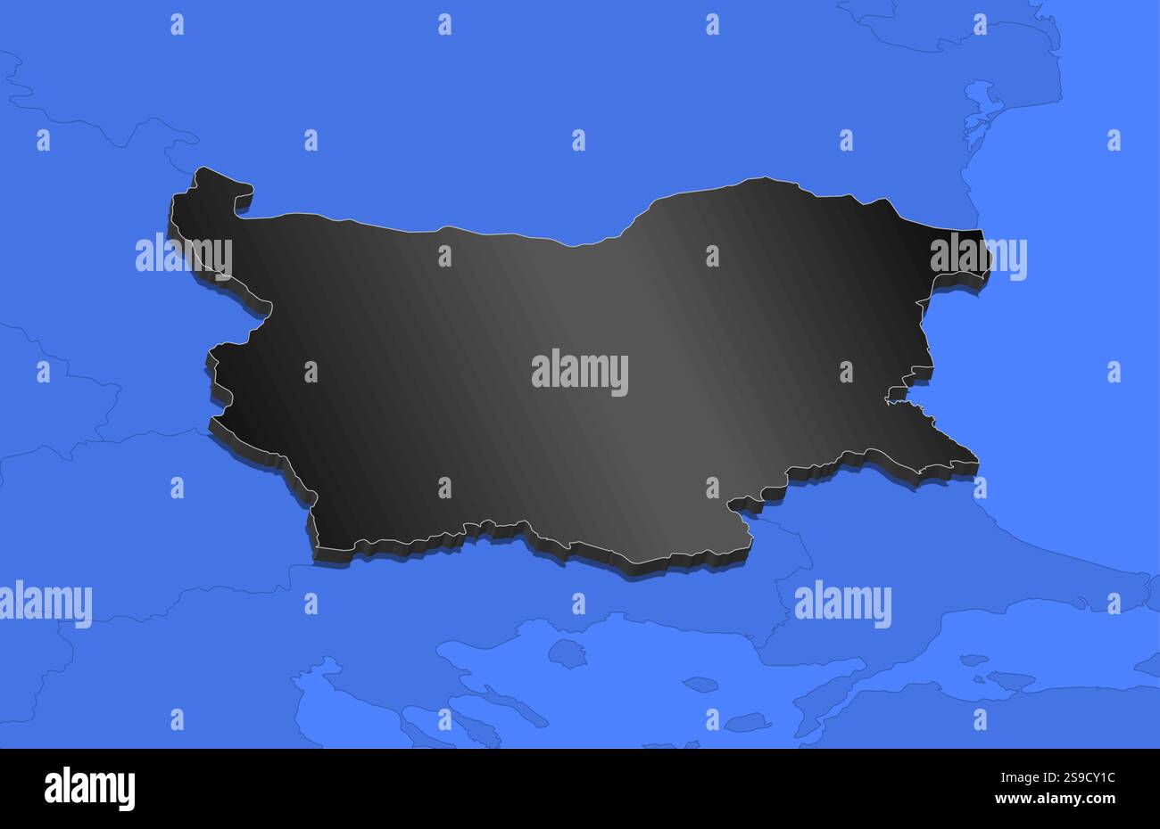 Map of Bulgaria and nearby countries, Bulgaria as a black piece Stock ...