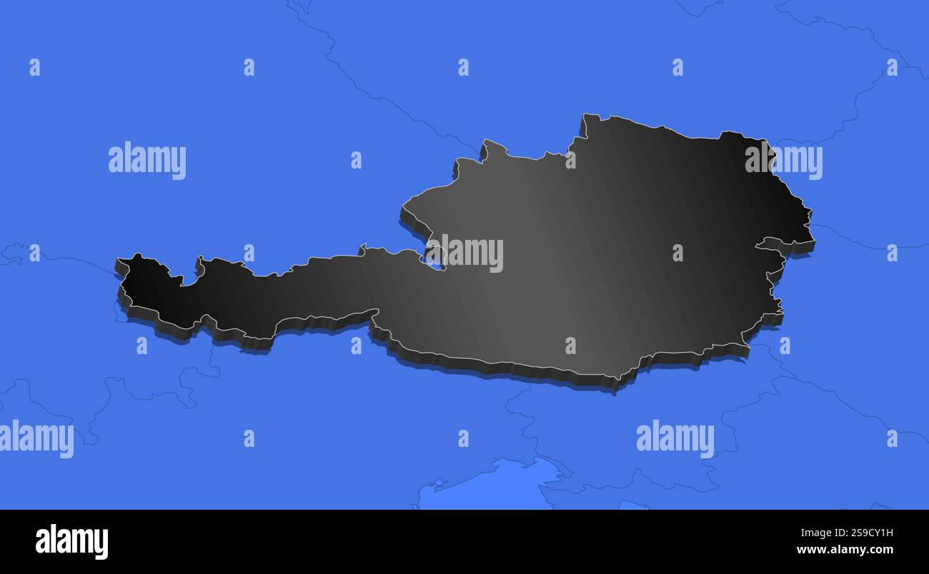 Map of Austria and nearby countries, Austria as a black piece Stock ...
