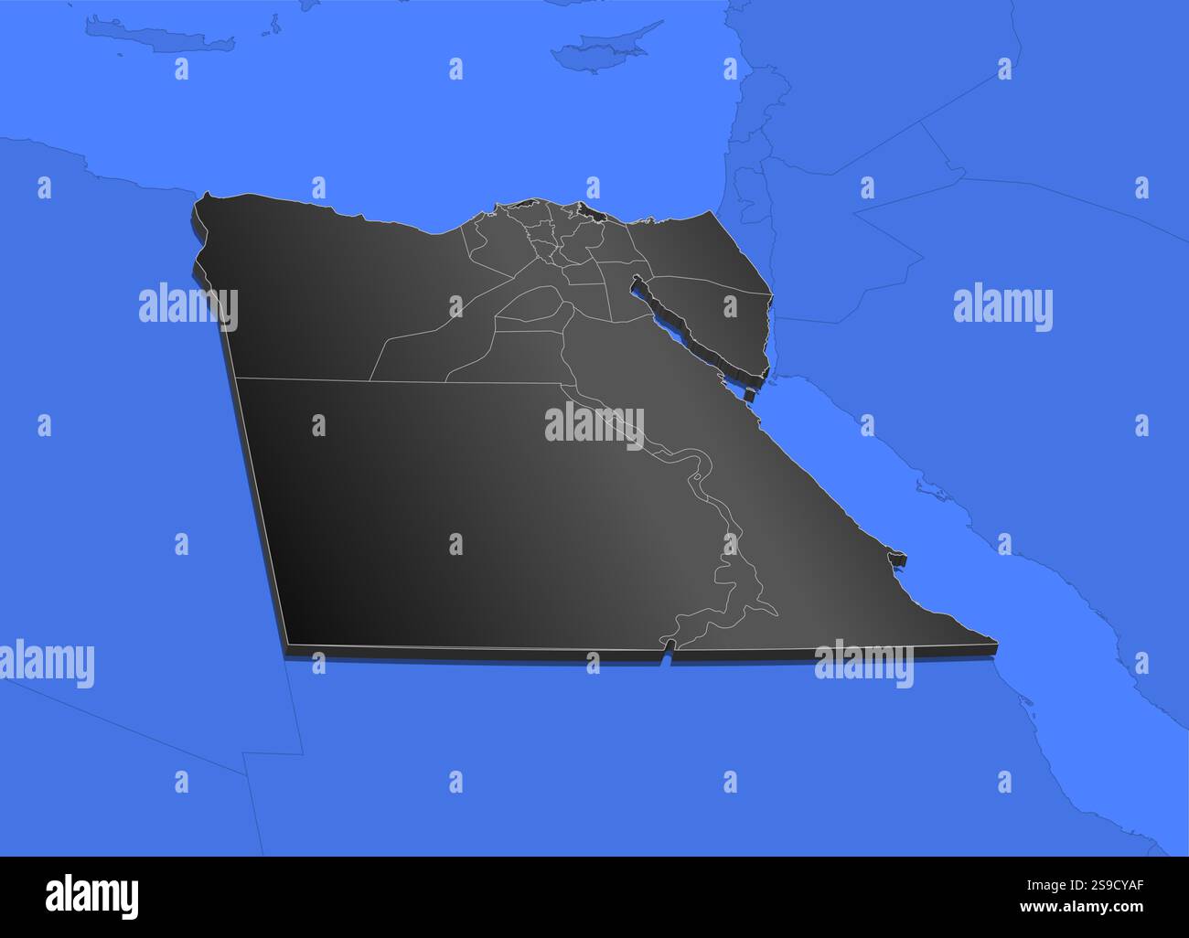 Map of Egypt and nearby countries, Egypt as a black piece Stock Vector ...