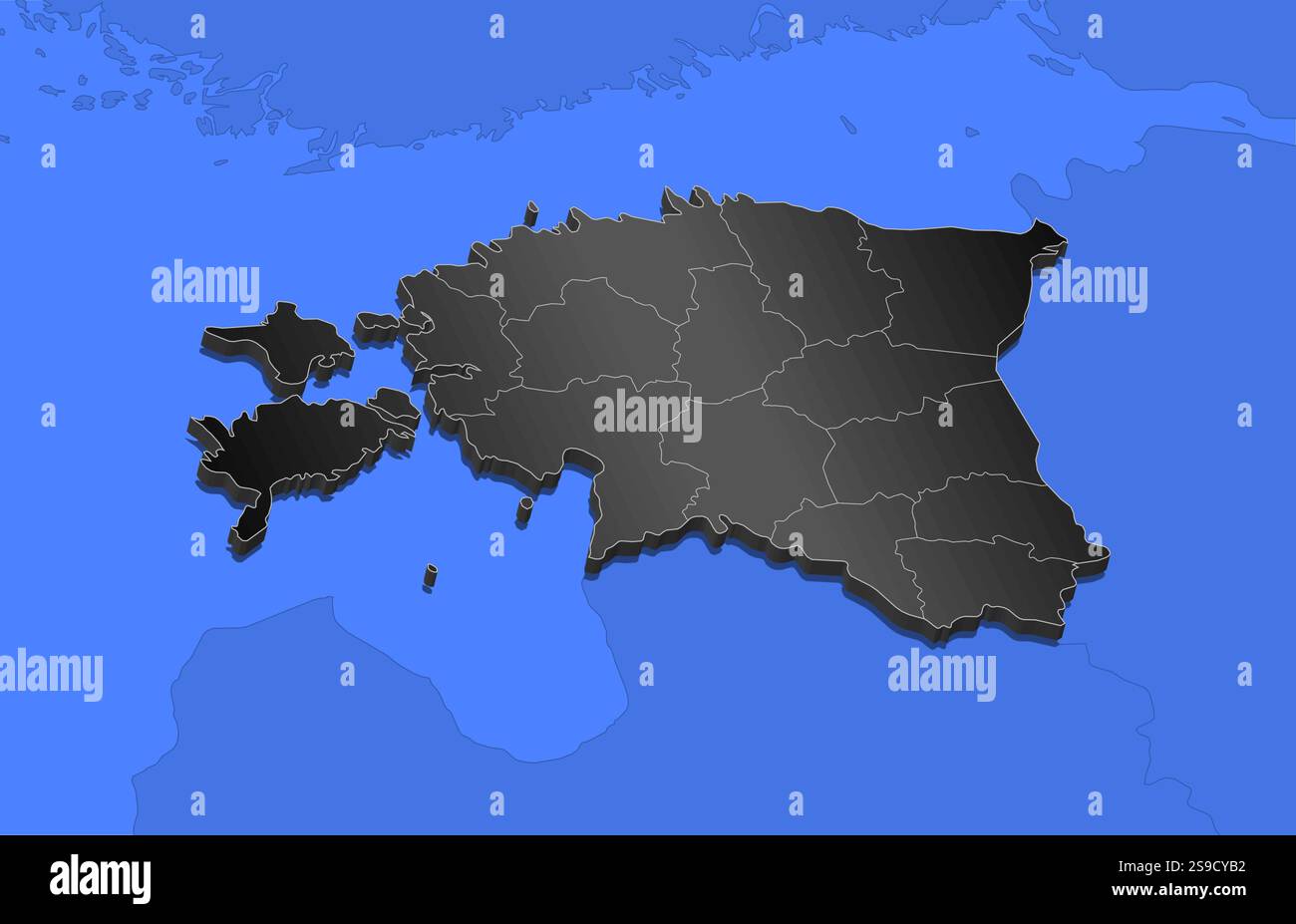 Map of Estonia and nearby countries, Estonia as a black piece Stock ...