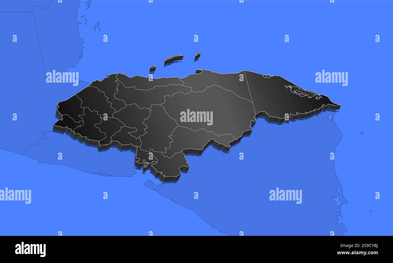 Map of Honduras and nearby countries, Honduras as a black piece Stock ...