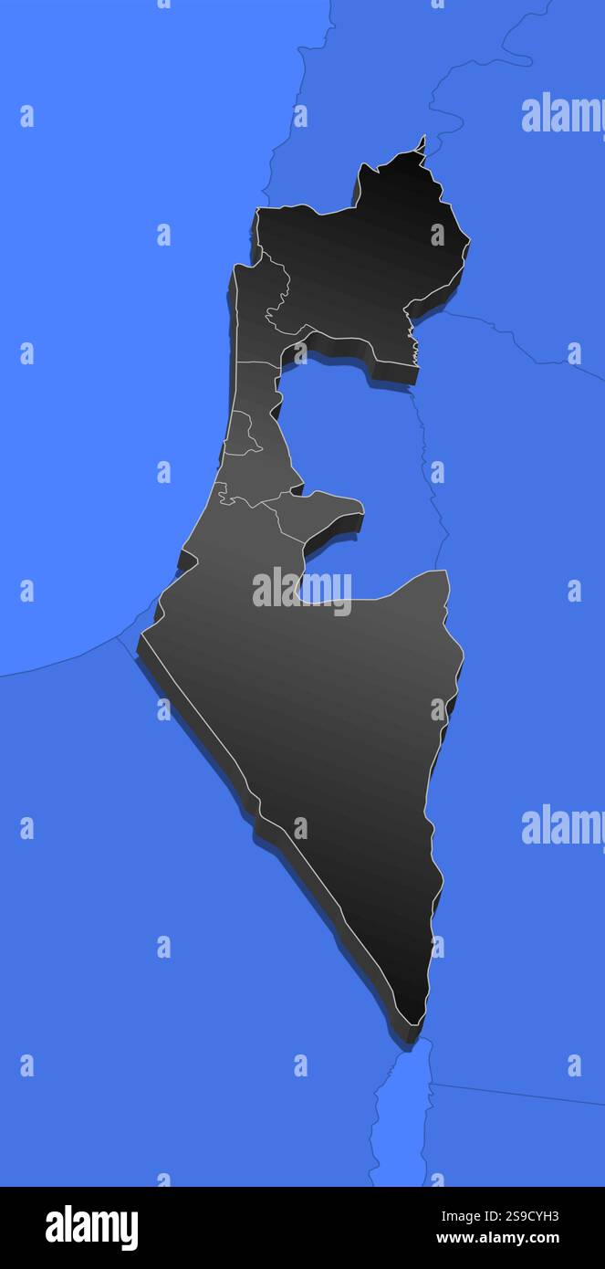 Map of Israel and nearby countries, Israel as a black piece Stock ...