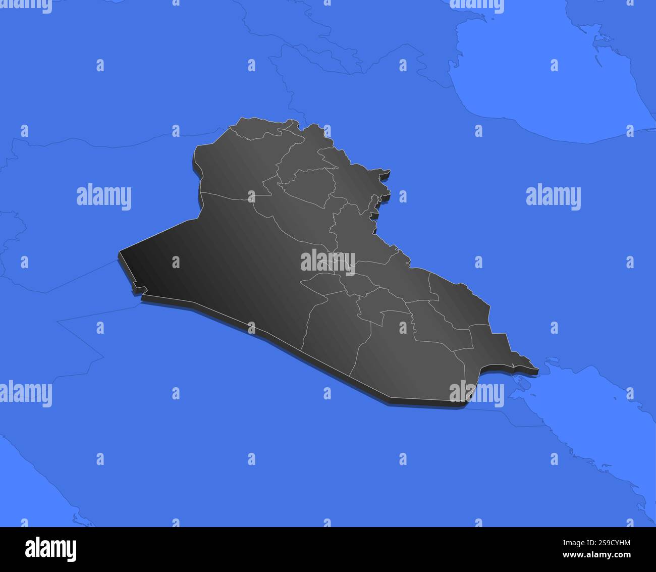 Map of Iraq and nearby countries, Iraq as a black piece Stock Vector ...