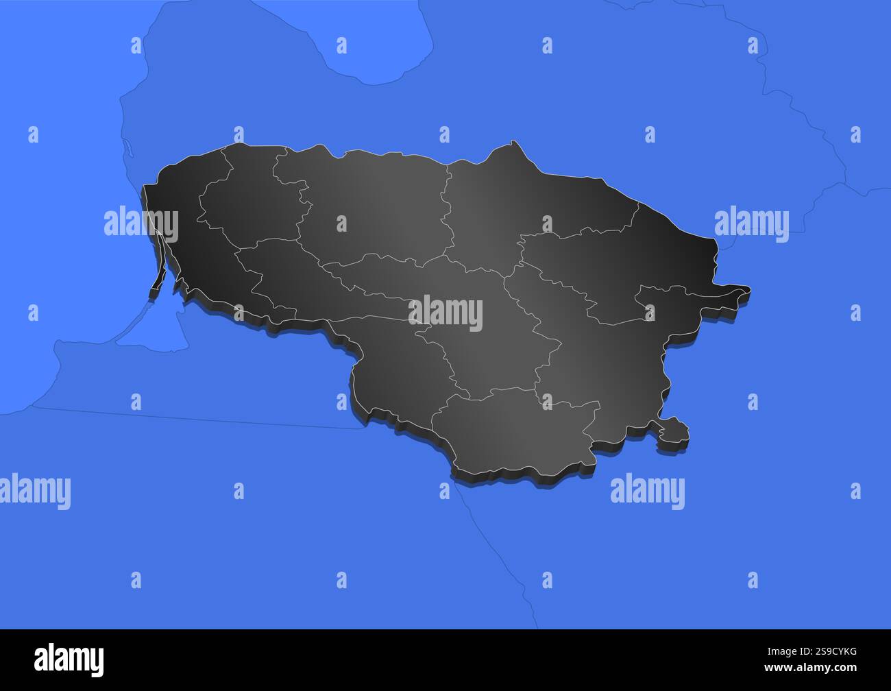 Map of Lithuania and nearby countries, Lithuania as a black piece Stock ...