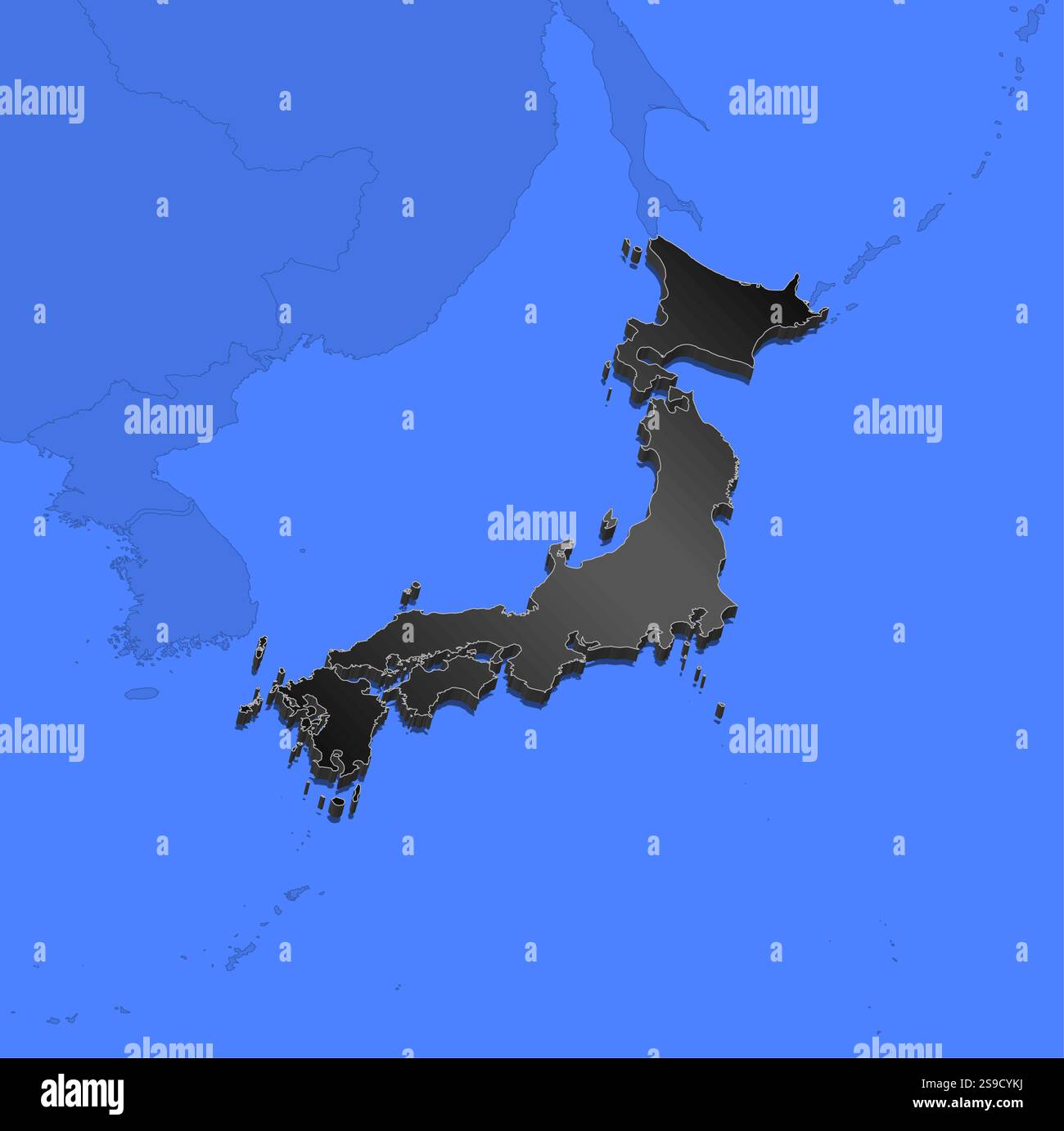 Map of Japan and nearby countries, Japan as a black piece Stock Vector ...