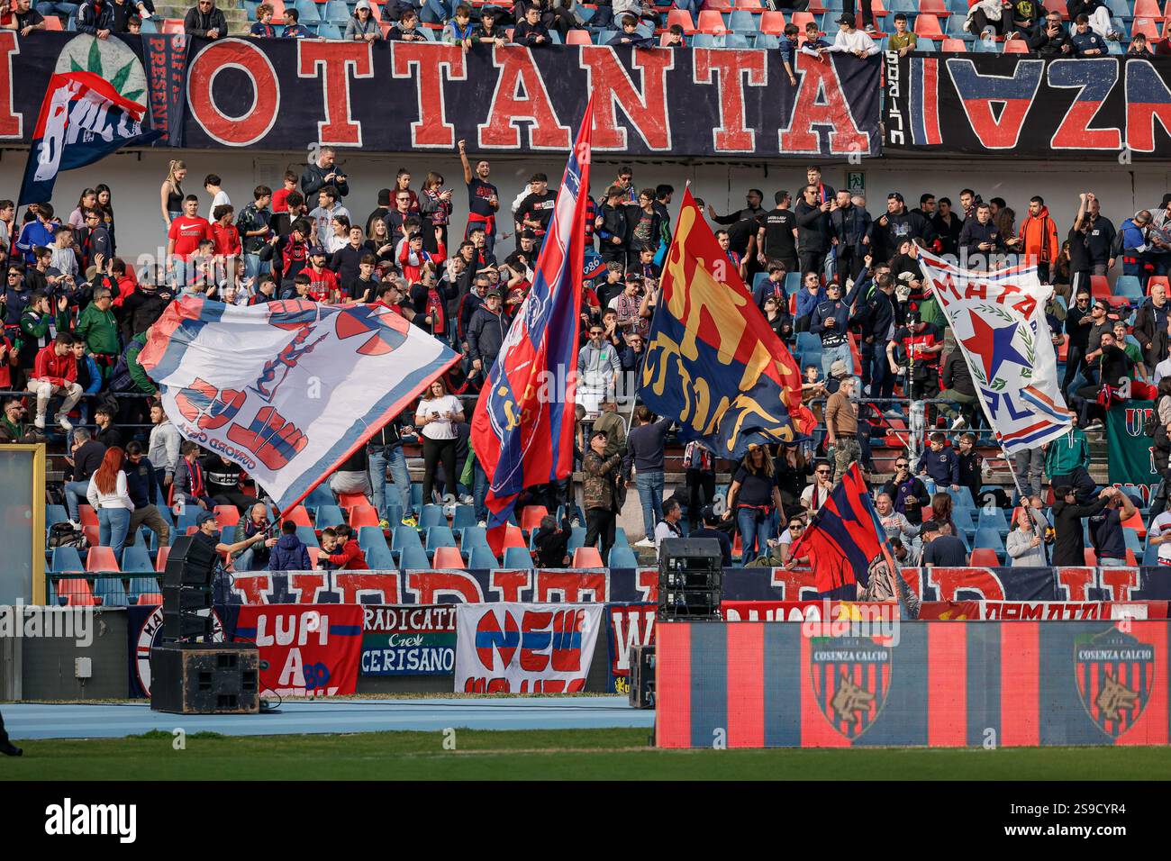 Cosenza, Italy, 25th January 2025, San Vito-Marulla Stadium: Fans of ...