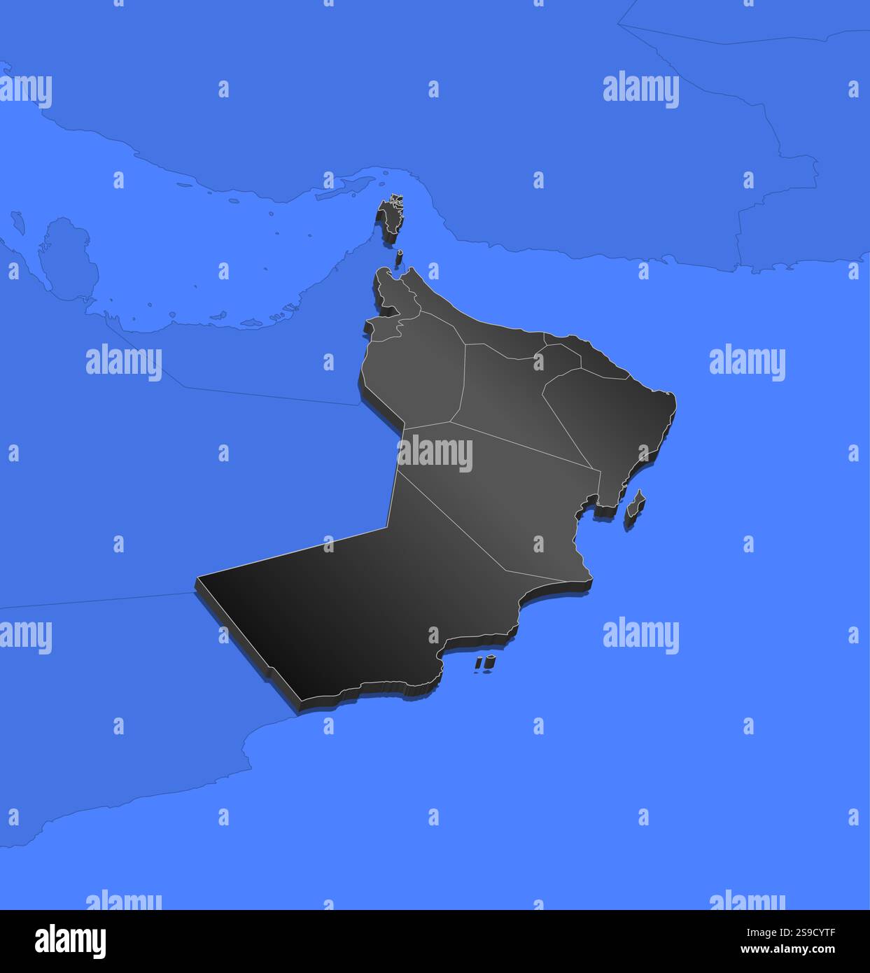 Map of Oman and nearby countries, Oman as a black piece Stock Vector ...