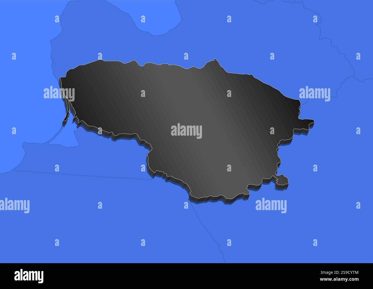 Map of Lithuania and nearby countries, Lithuania as a black piece Stock ...