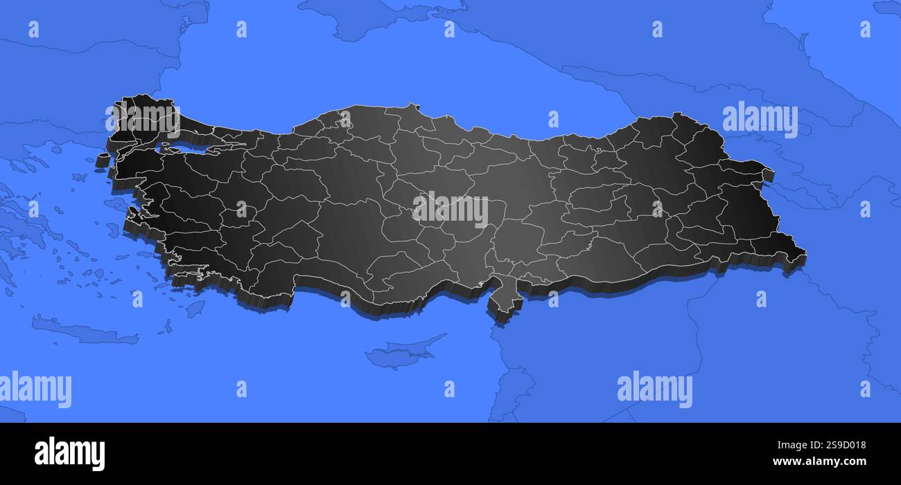 Map of Turkey and nearby countries, Turkey as a black piece Stock ...