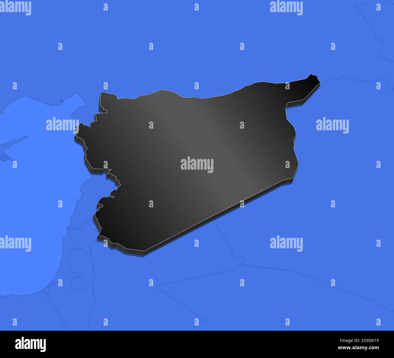 Map of Syria and nearby countries, Syria as a black piece Stock Vector ...