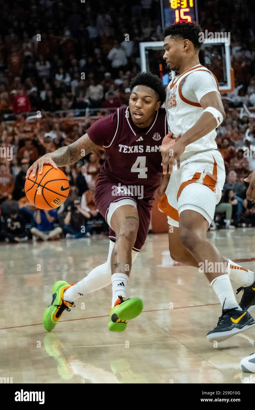 Jan 25, 2025. Wade Taylor IV (4) of the Texas A&M Aggies in action vs ...