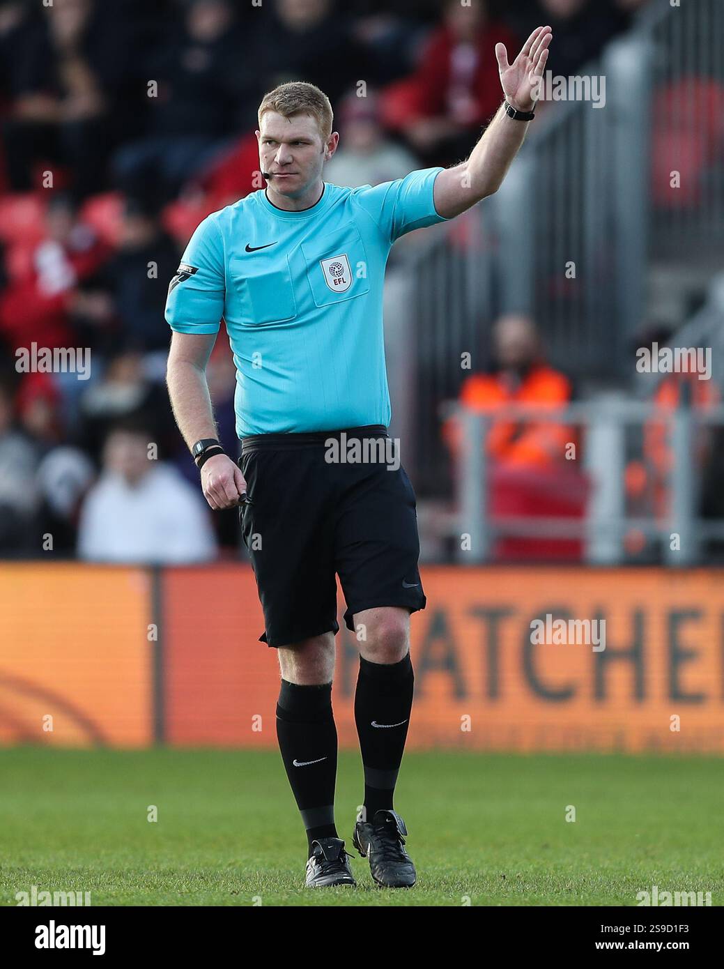 Referee James Oldham during the Sky Bet League 1 match Exeter City vs ...