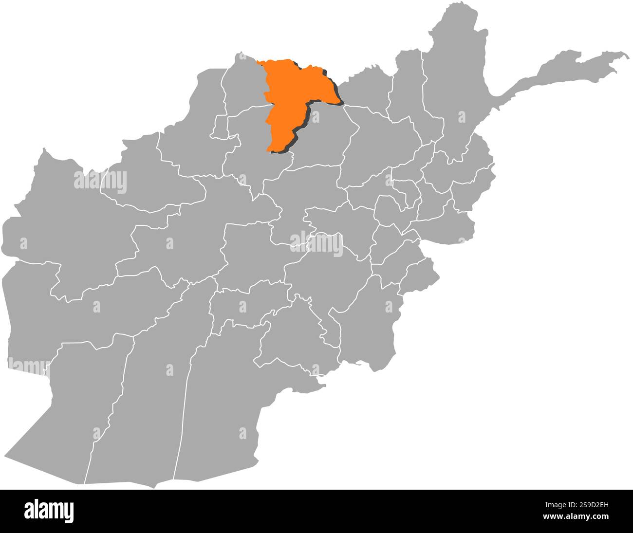 Map of Afghanistan with the provinces, Balkh is highlighted by orange ...