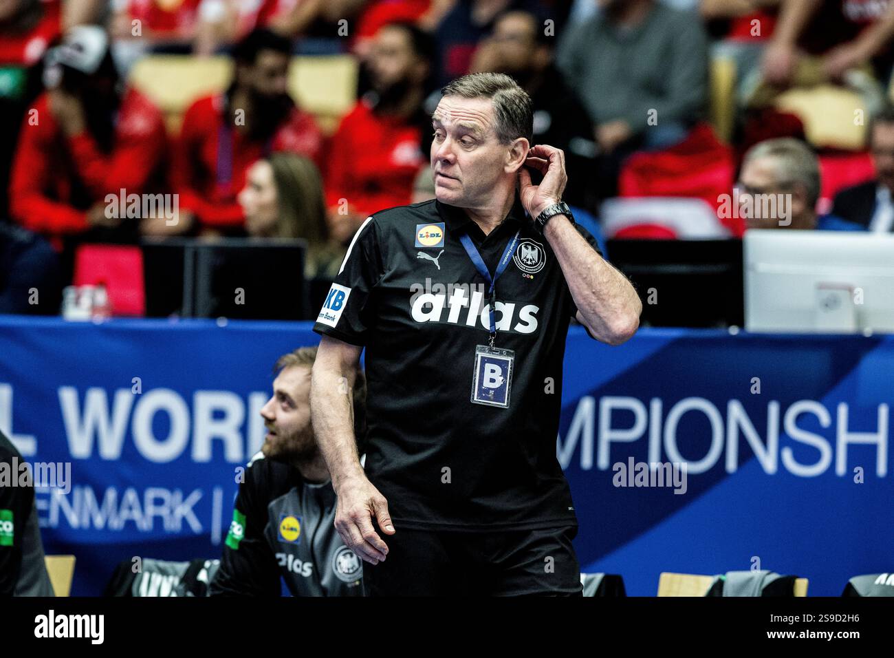 Herning, Denmark. 25th, January 2025. Head coach Alfred Gislason of ...