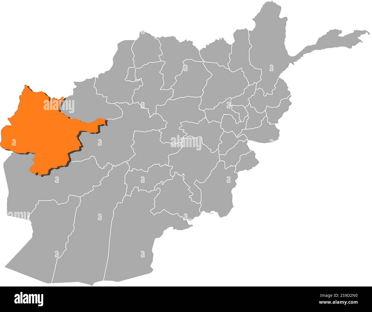 Map of Afghanistan with the provinces, Herat is highlighted by orange Stock Vector Image & Art ...