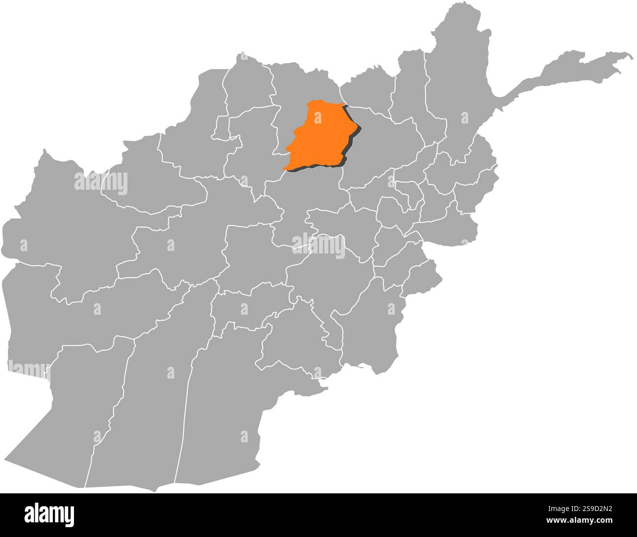 Map of Afghanistan with the provinces, Samangan is highlighted by ...