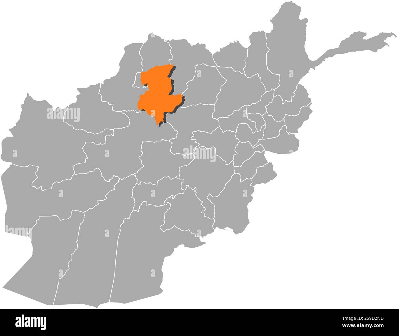 Map of Afghanistan with the provinces, Sar-e Pol is highlighted by ...