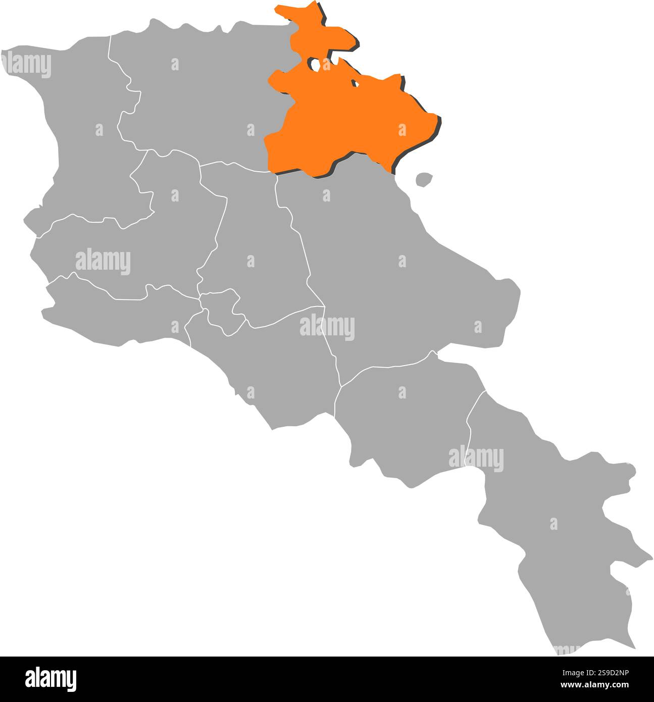 Map of Armenia with the provinces, Tavush is highlighted by orange ...