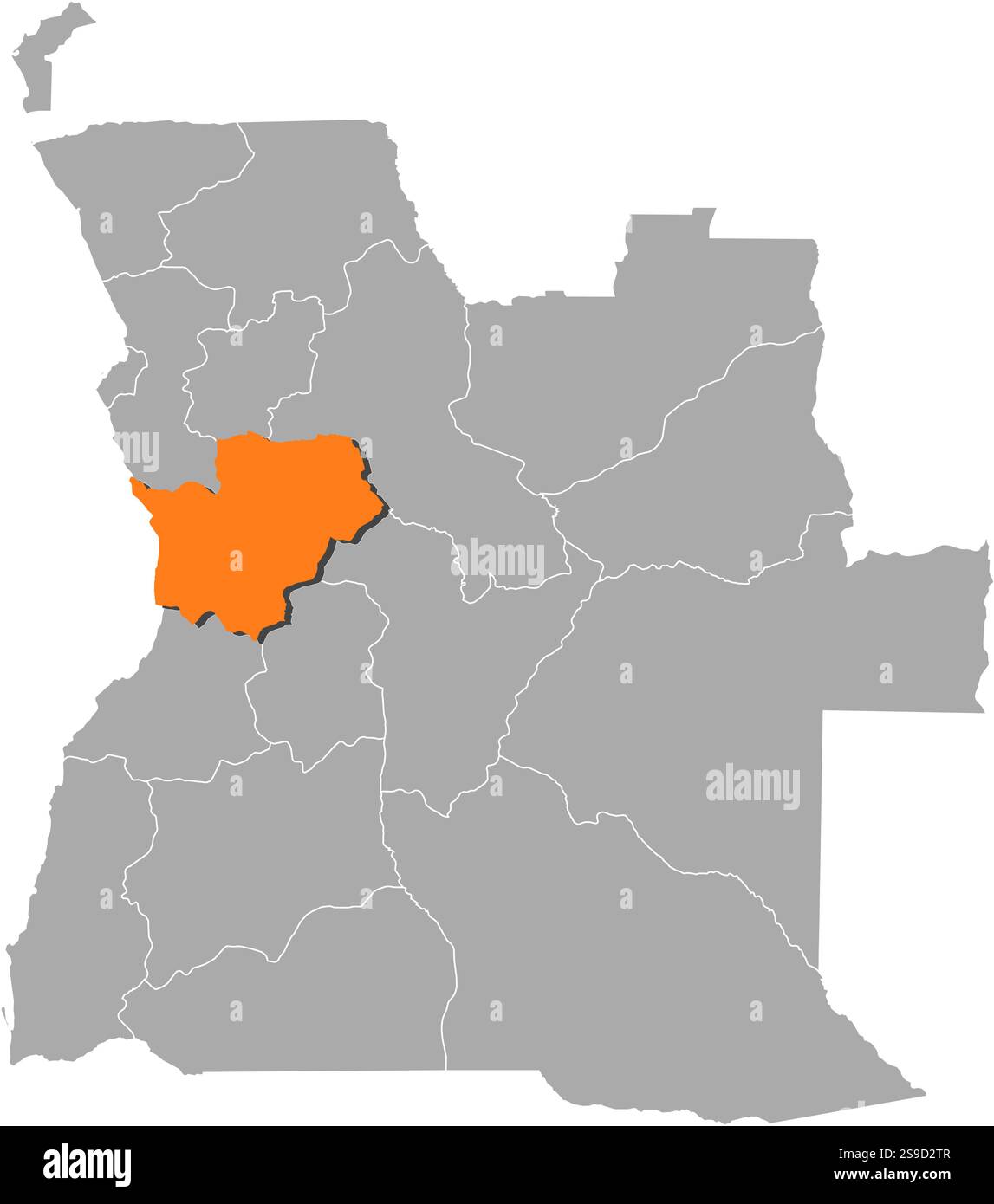 Map of Angola with the provinces, Cuanza Sul is highlighted by orange Stock Vector Image & Art ...