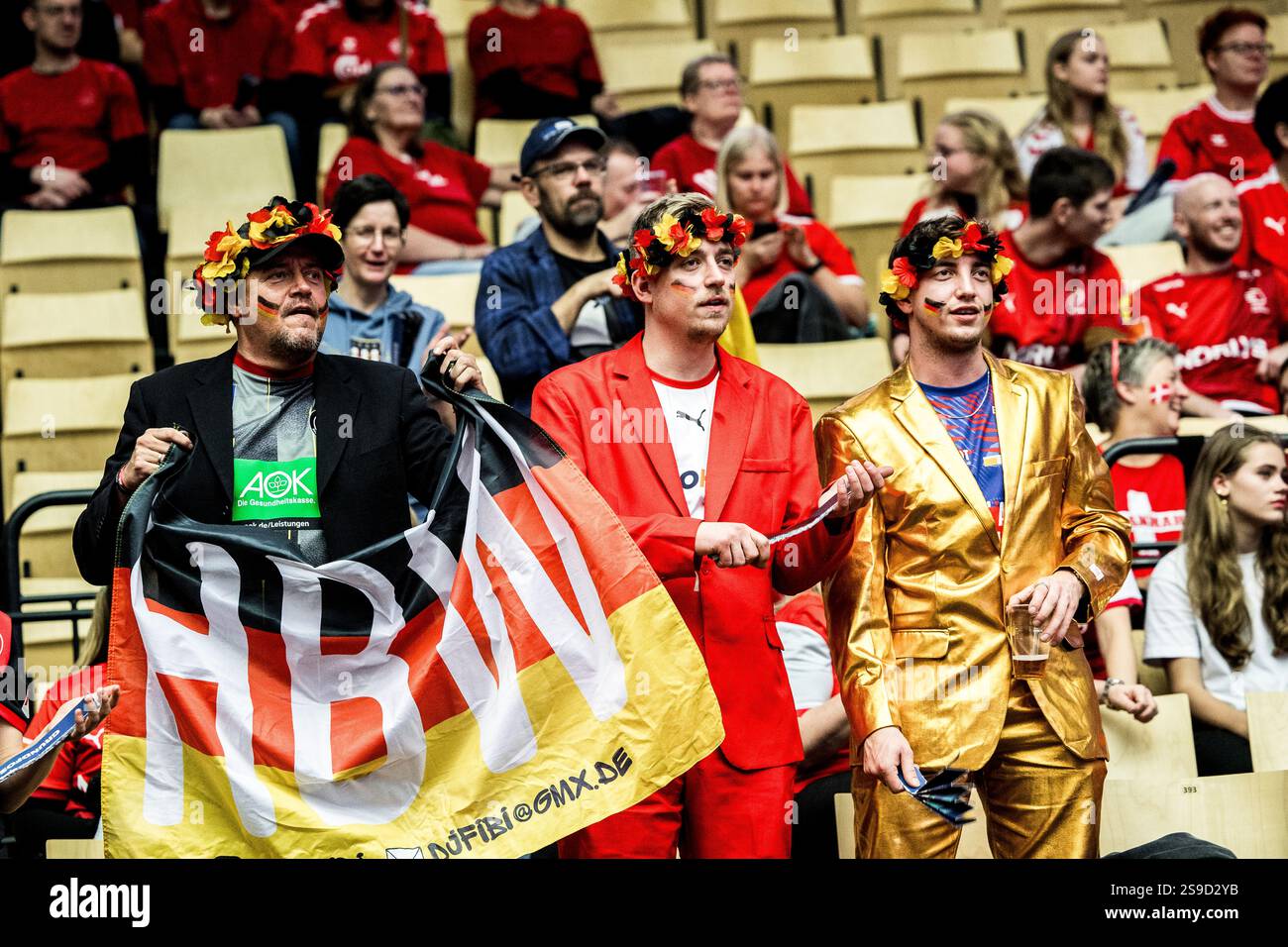 Herning, Denmark. 25th, January 2025. German handball fans seen on the ...
