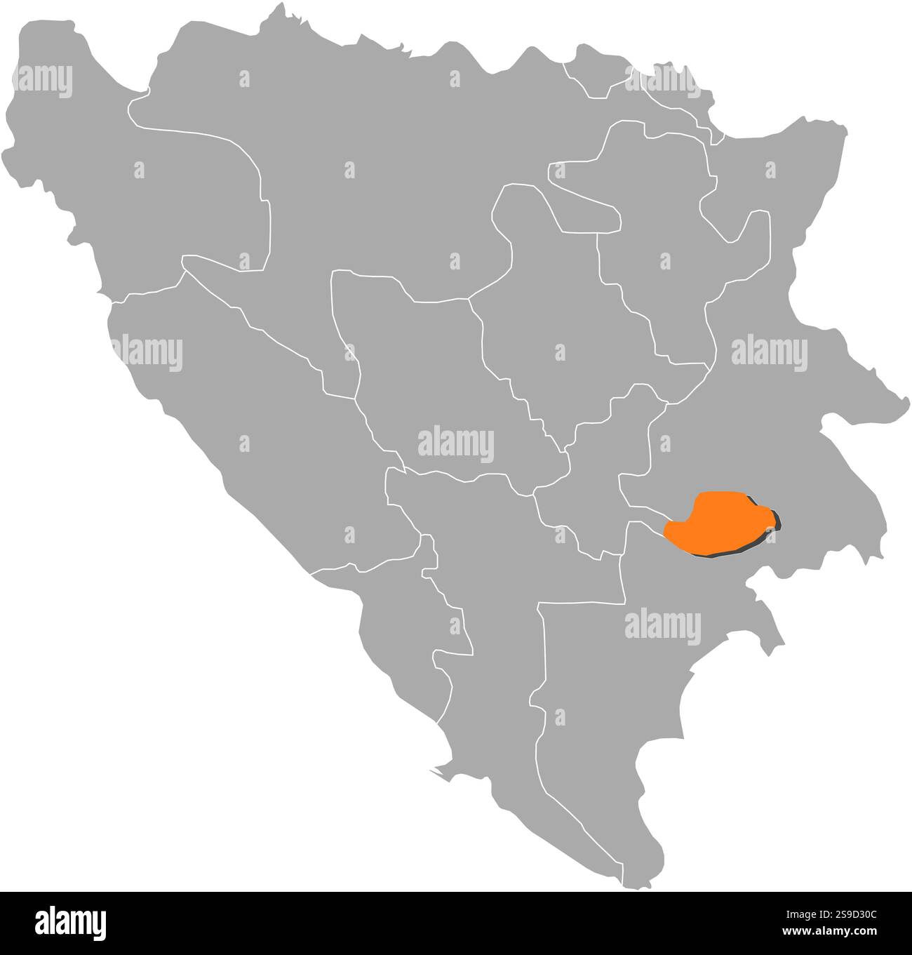 Map of Bosnia and Herzegovina with the provinces, Bosnian Podrinje is ...