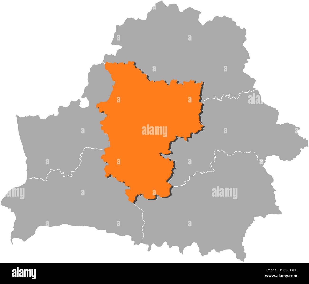 Map of Belarus with the provinces, Minsk is highlighted by orange Stock ...