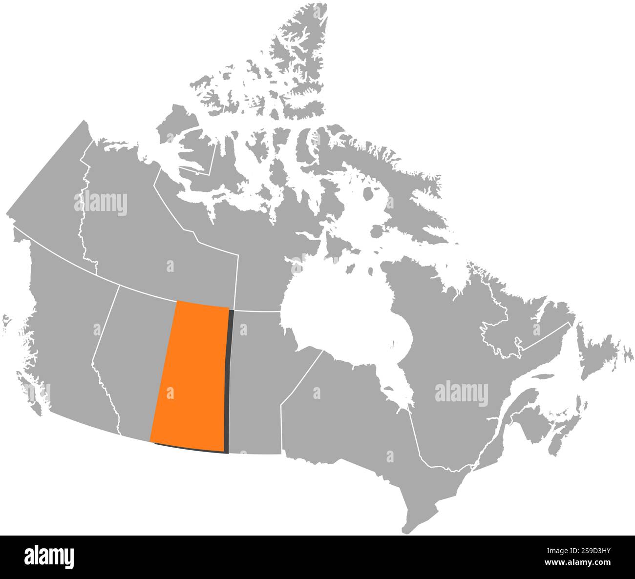 Map of Canada with the provinces, Saskatchewan is highlighted by orange ...